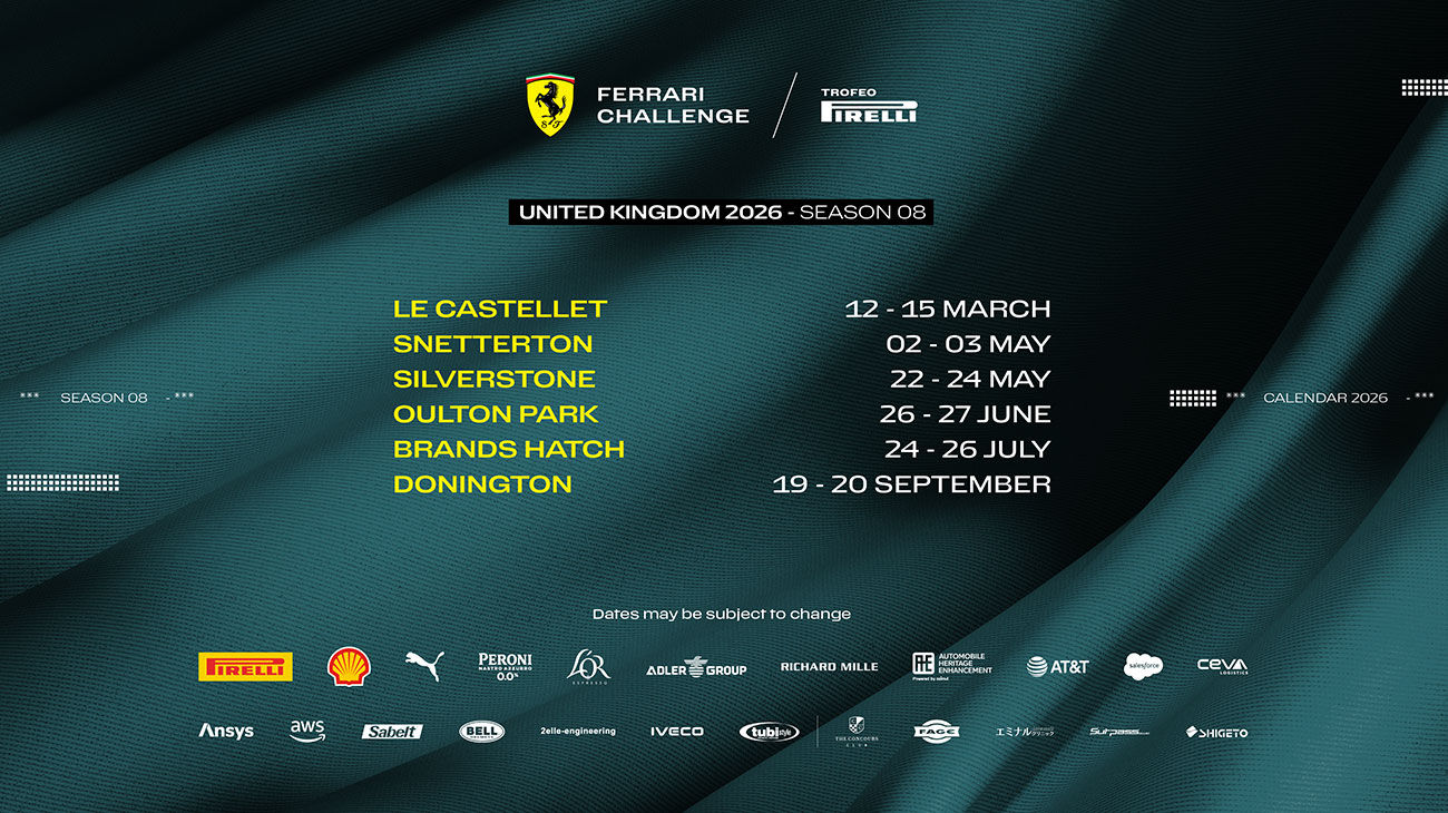 2026 Ferrari Challenge Trofeo Pirelli UK calendar unveiled